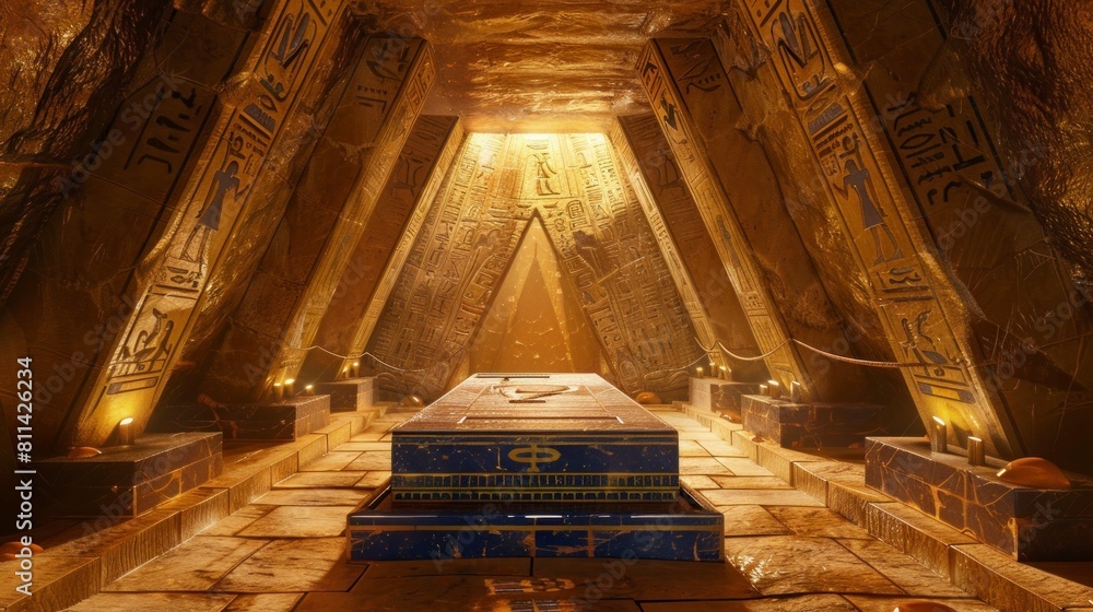 Egyptian tomb inside the pyramid with symbols Stock Illustration ...