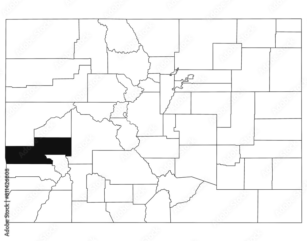 Map of Montrose County in Colorado state on white background. single ...