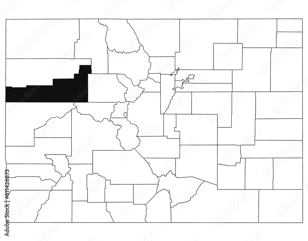 Map of garfield County in Colorado state on white background. single ...