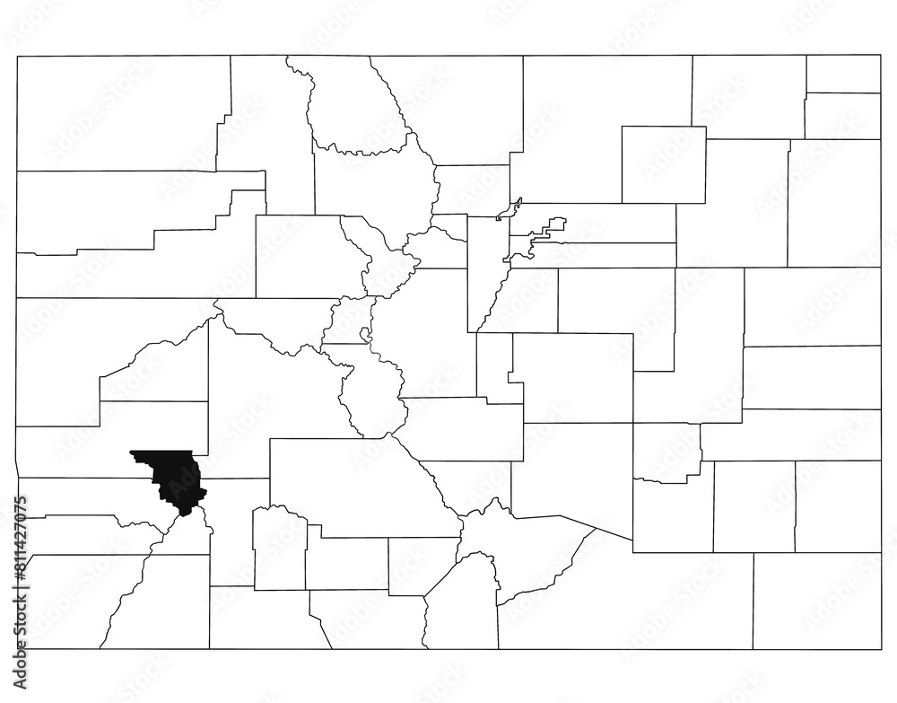 Map of ouray County in Colorado state on white background. single ...