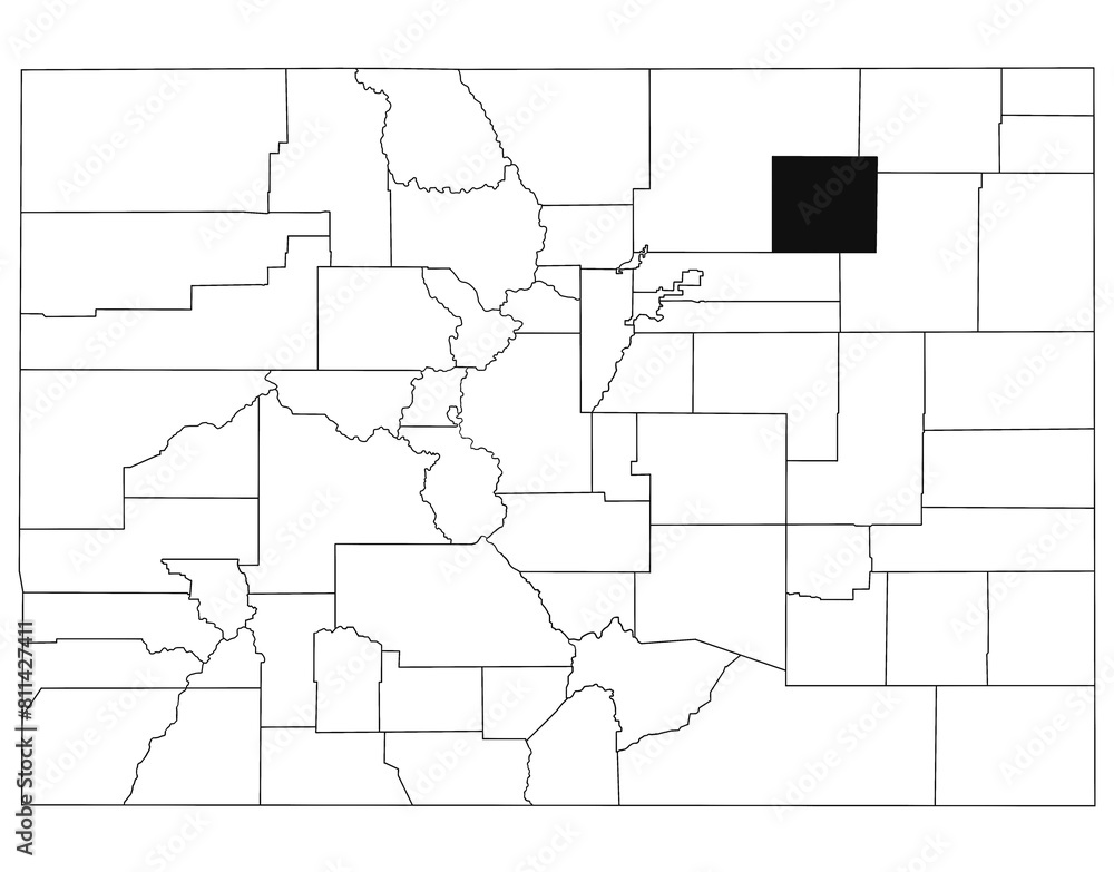 Map of Morgan County in Colorado state on white background. single ...