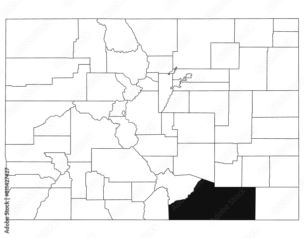 Map of Las animas County in Colorado state on white background. single ...