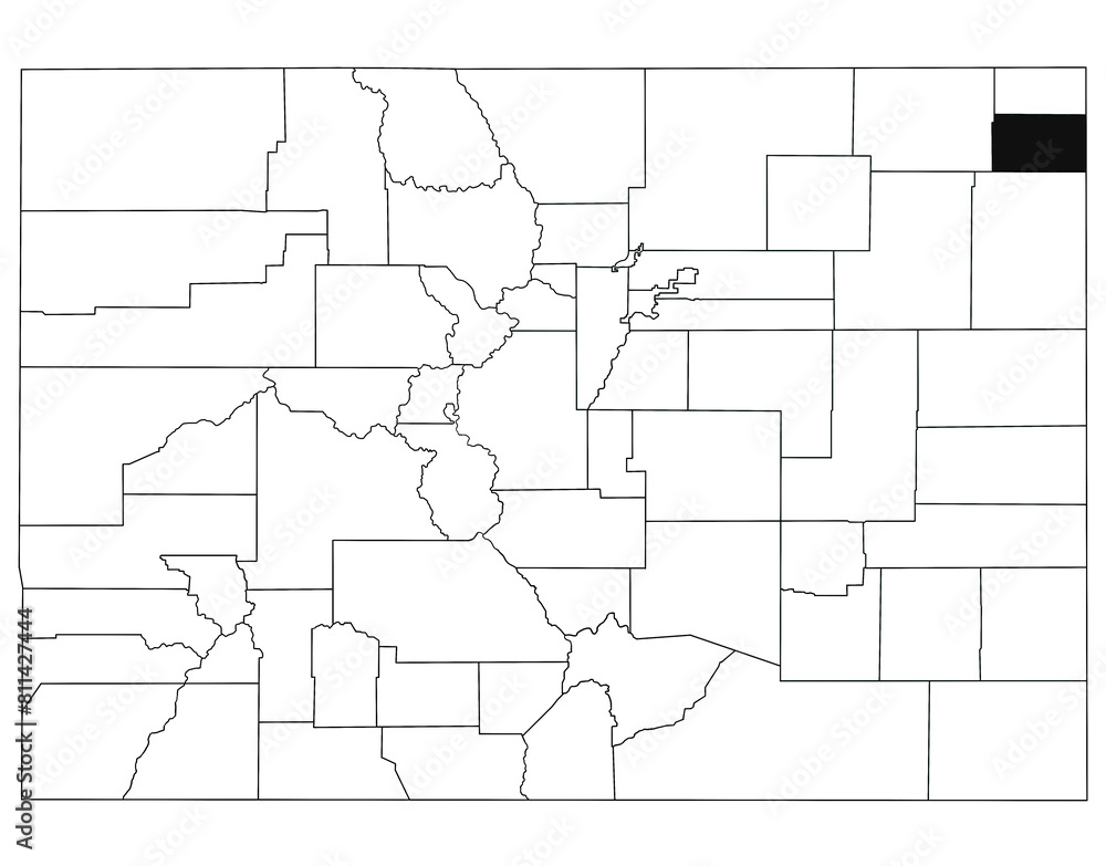 Map of Philips County in Colorado state on white background. single ...