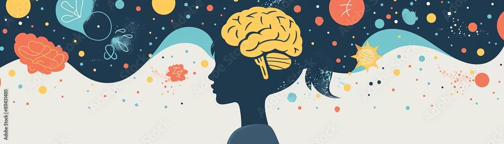 Educational psychology flat design top view learning behaviors theme ...