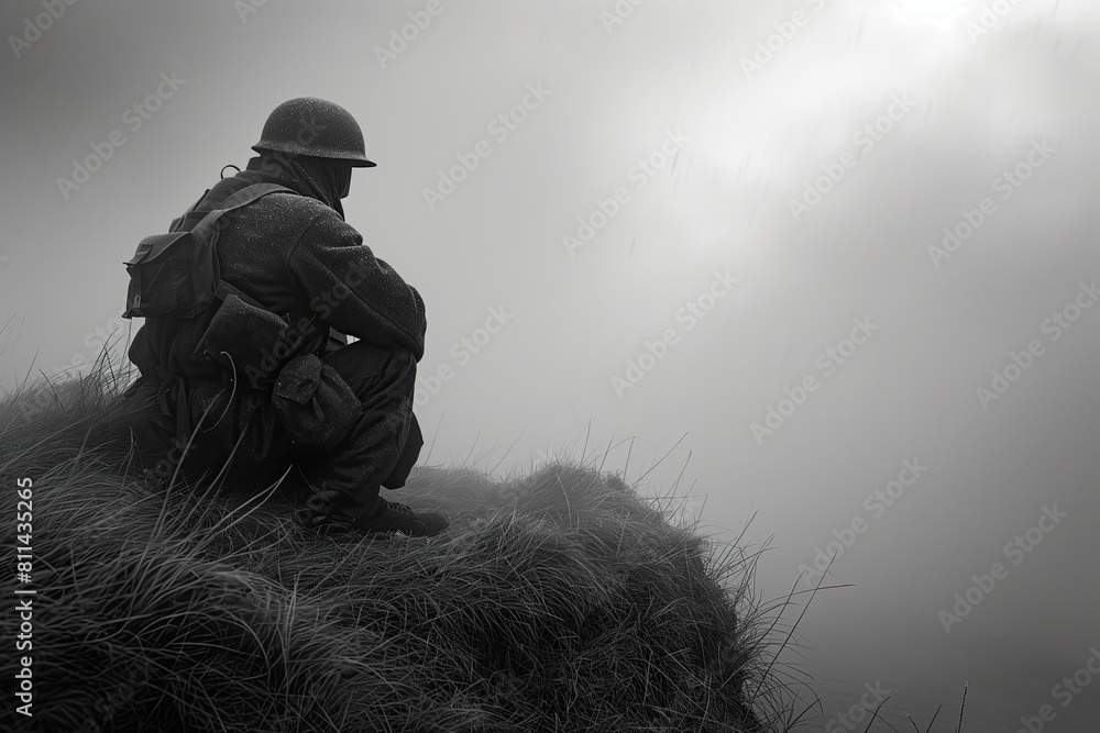 Soldier Alone in Battle Portrait of War Torn Emotion Sadness Despair ...