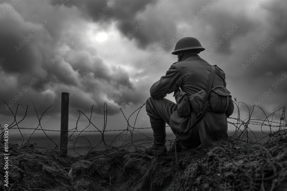 Soldier Alone in Battle Portrait of War Torn Emotion Sadness Despair ...