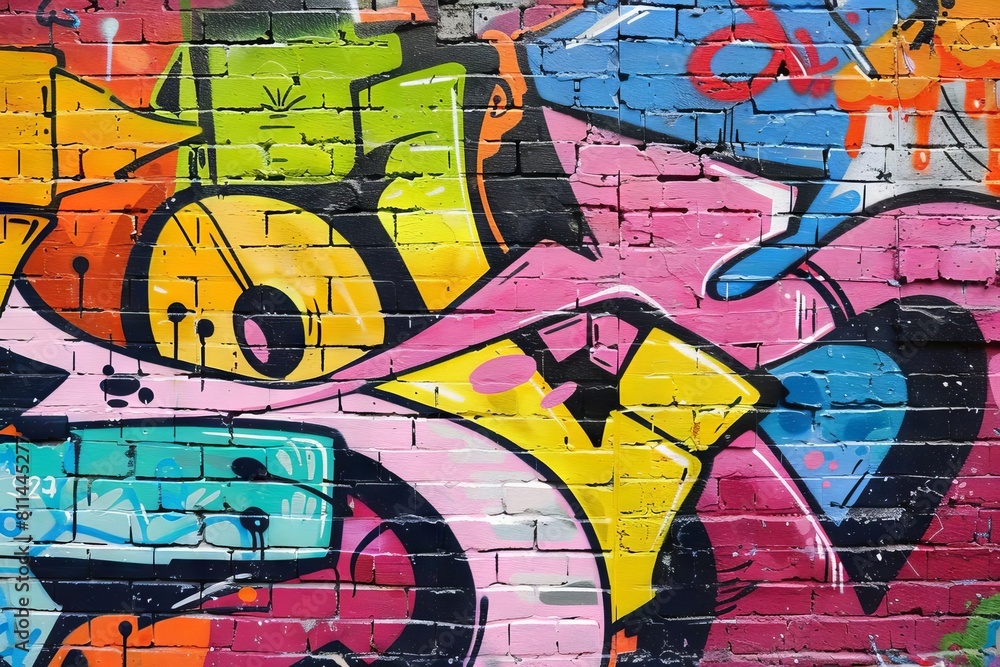 vibrant street art mural with creative mix of text and graffiti urban ...