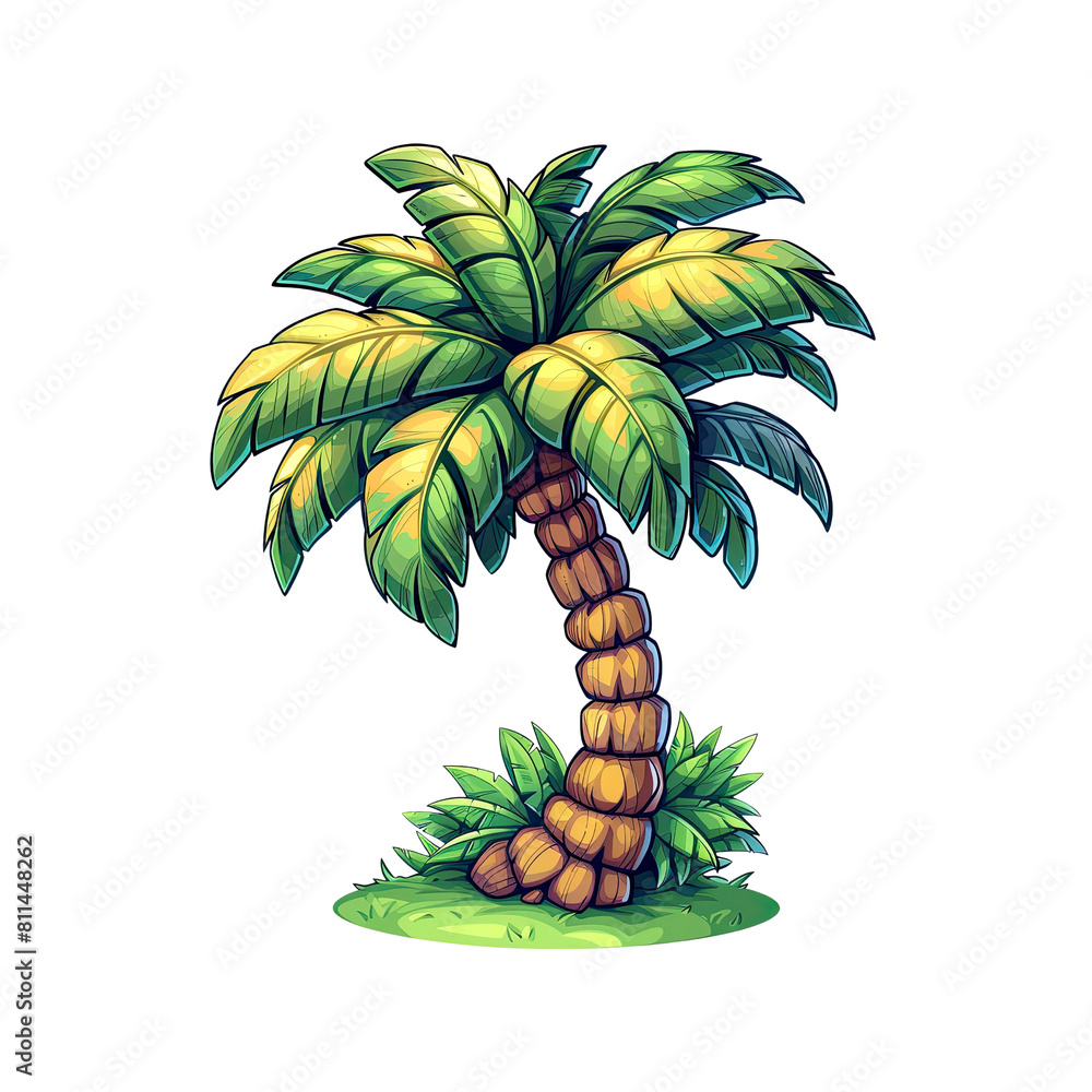 Pindo Palm Flat Colors Cartoon Icon, Isolated Transparent Background ...