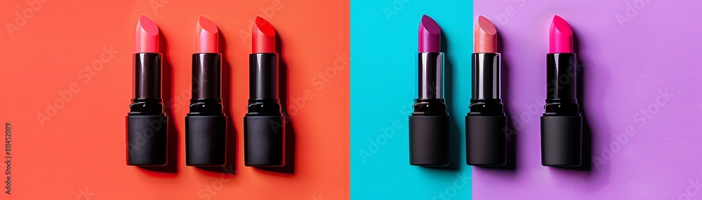 Vibrant collection of lipsticks in various shades, arranged on two ...