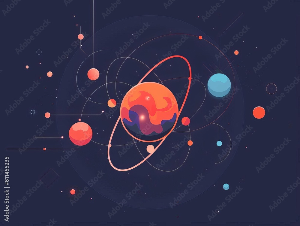 Quantum field theory lecture flat design top view academic presentation ...