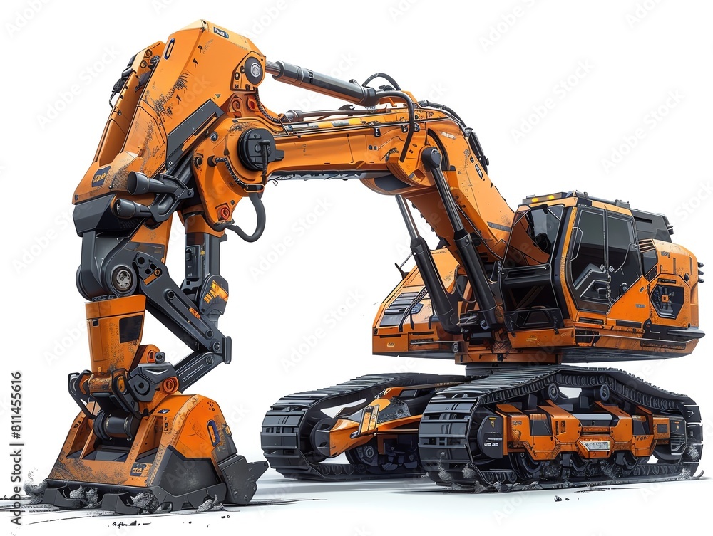 Concept art of a backhoe loader with futuristic enhancements ...