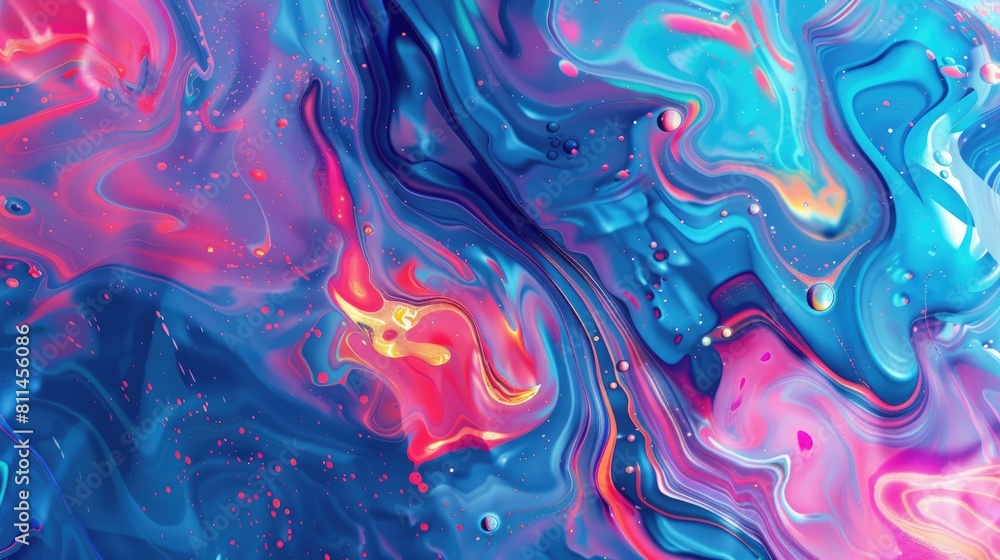 Neon liquid flow creating marble texture seamlessly on a Suminagashi ...