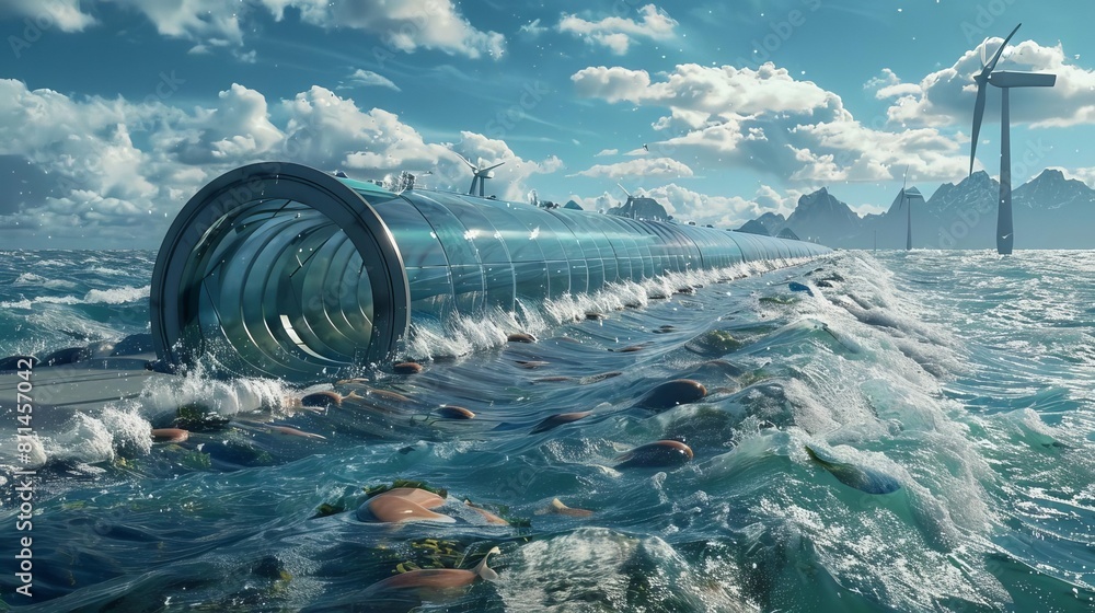 Develop artwork that showcases the untapped potential of ocean energy ...