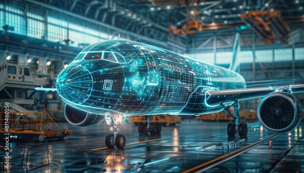 A digital twin of an airplane being used by aerospace engineers to test ...