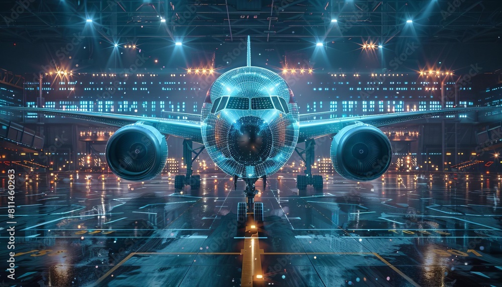 A digital twin of an airplane being used by aerospace engineers to test ...