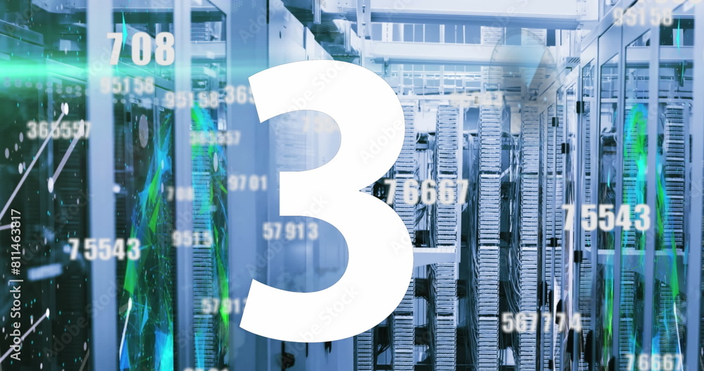 Image of countdown from 10 to 1 over changing numbers and connected ...