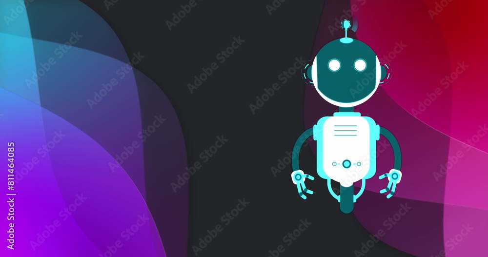 Image of ai chat bot over spots of light on black background Stock ...