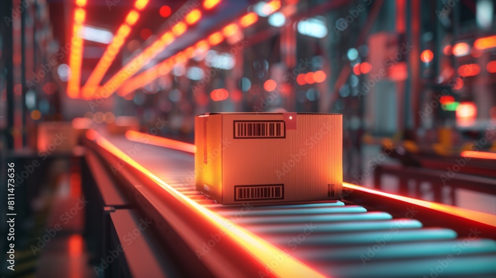 Automatic logistics management. smart packaging into the warehouse ...