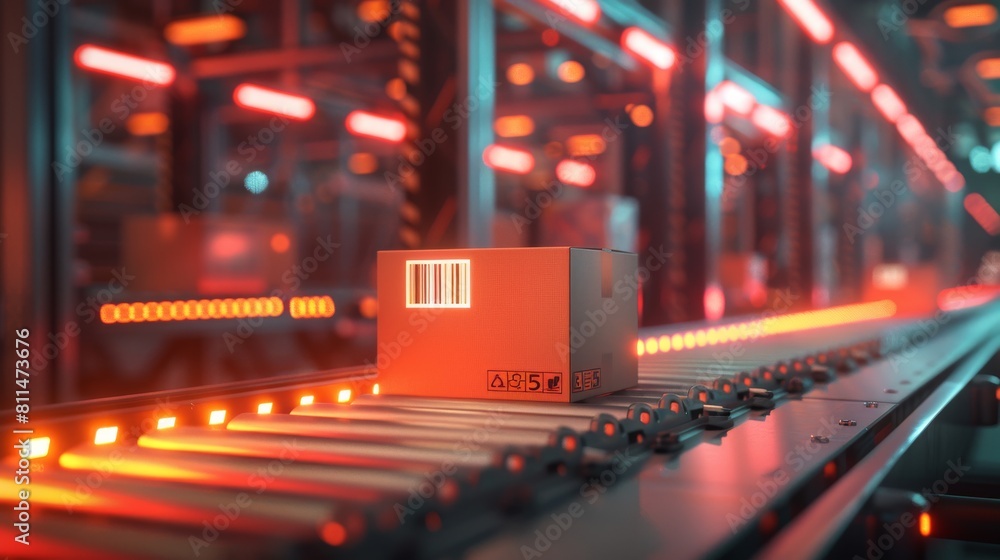 Automatic logistics management. smart packaging into the warehouse ...