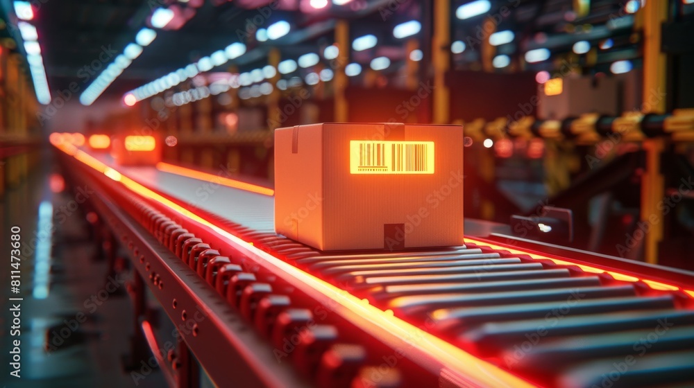 Automatic logistics management. smart packaging into the warehouse ...