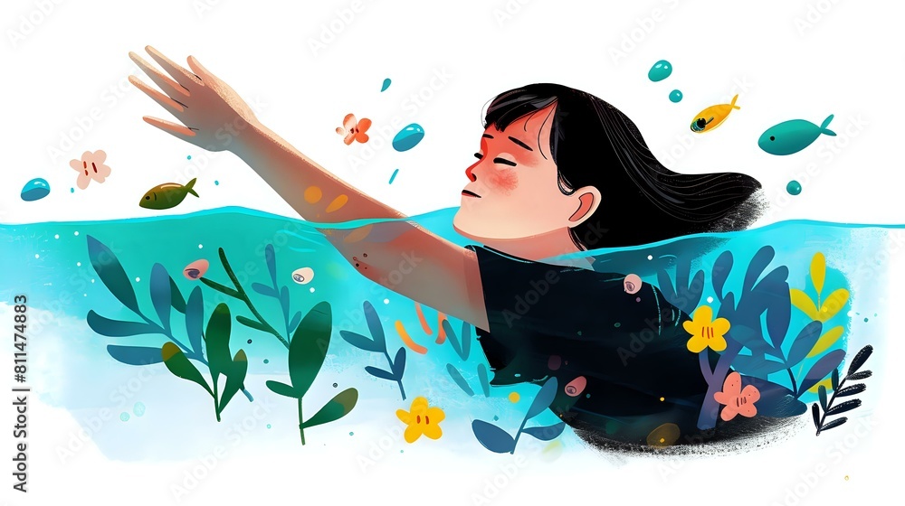 Woman in motion enjoying the invigorating experience of swimming Stock ...