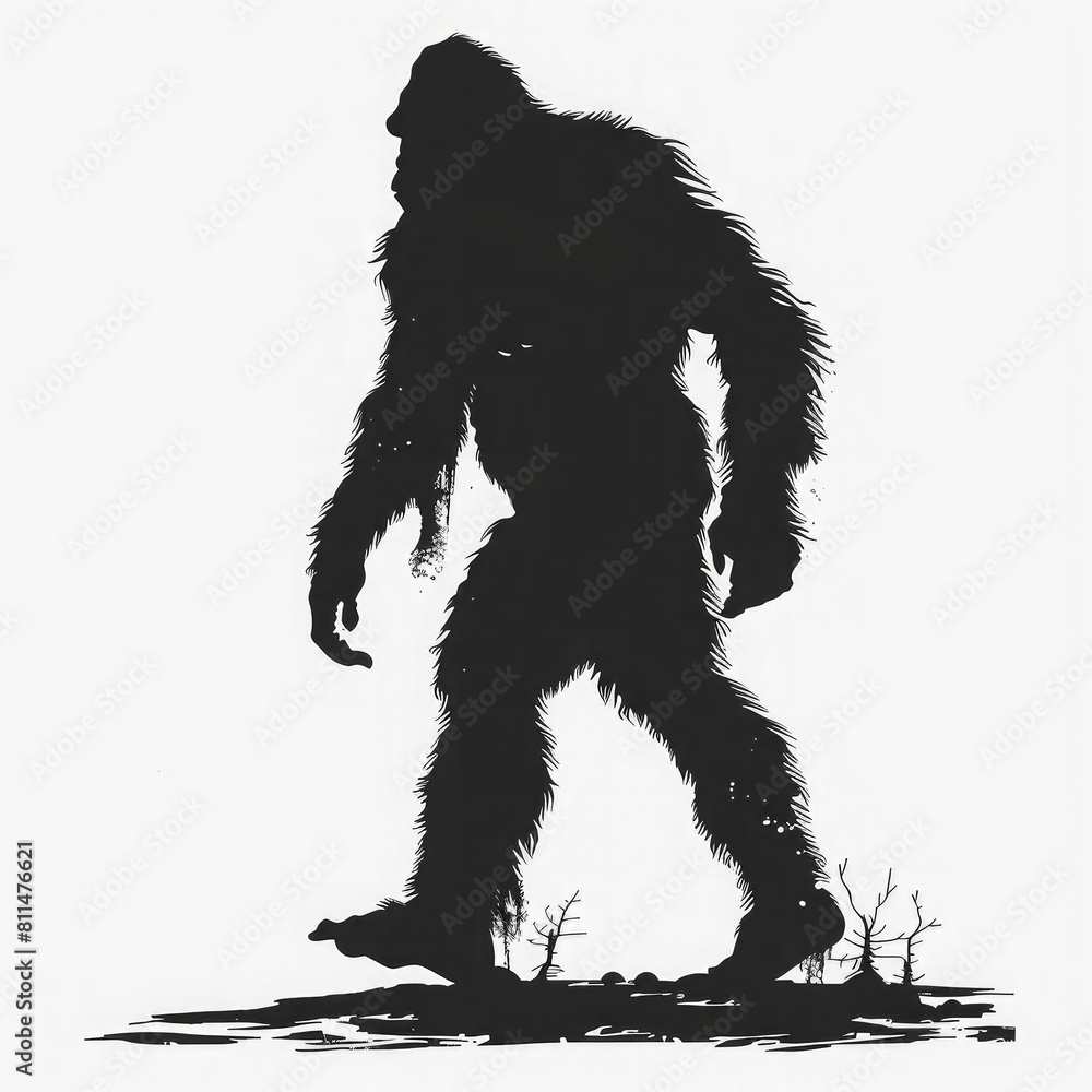Bigfoot Vector Silhouettes Bundle, Yeti black silhouette of Bigfoot ...
