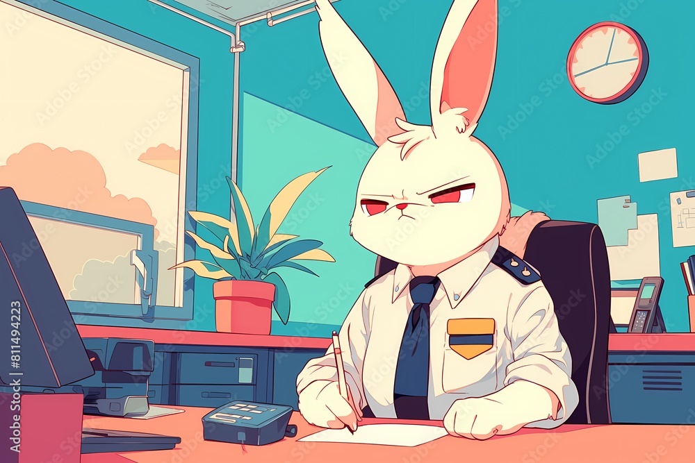 cartoon illustration, an office boss rabbit Stock Illustration | Adobe ...