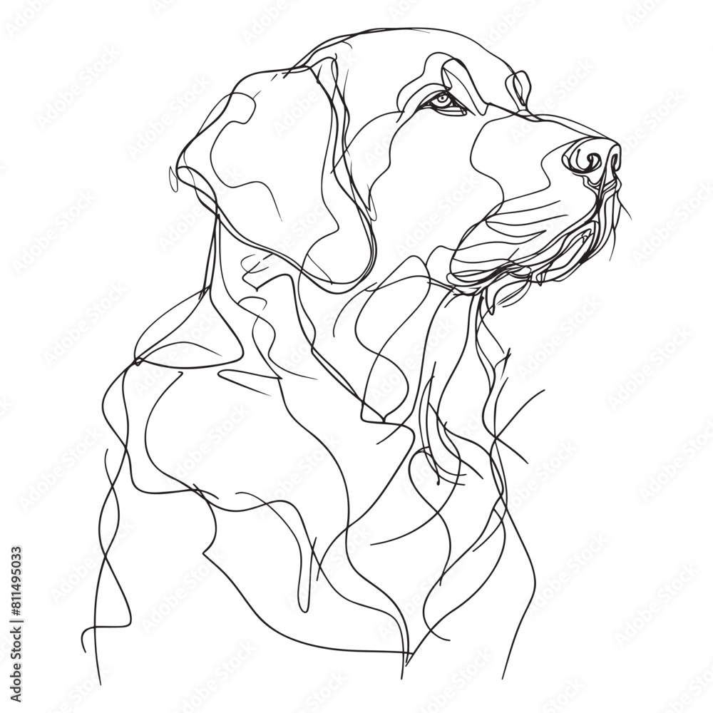 Abstract line drawing series of dog. Isolated one line art style of a ...