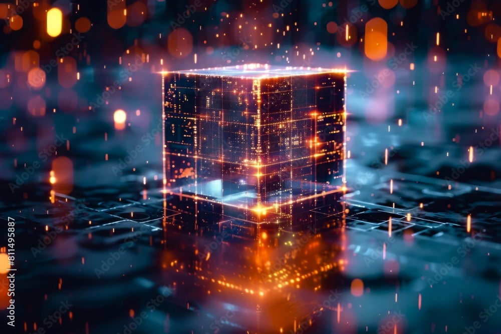 A pixel art animation of a wireframe cube transforming into different ...