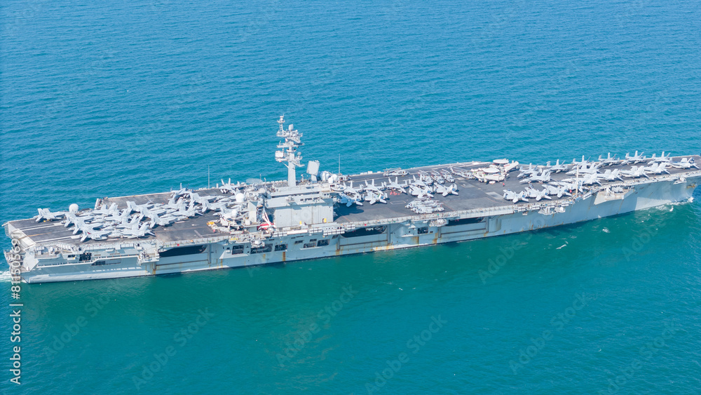 Nuclear Navy ship, Military navy ship carrier full loading fighter jet ...