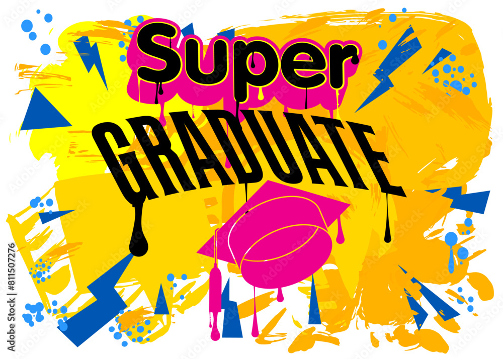 Class of 2024 Graduation design template Graffiti tag. Abstract modern ...