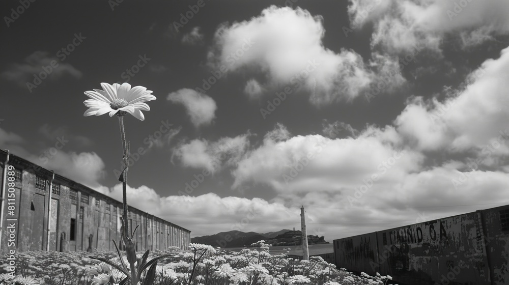 Alcatraz flower in black and white, Alcatraz en blanco y negro Stock ...