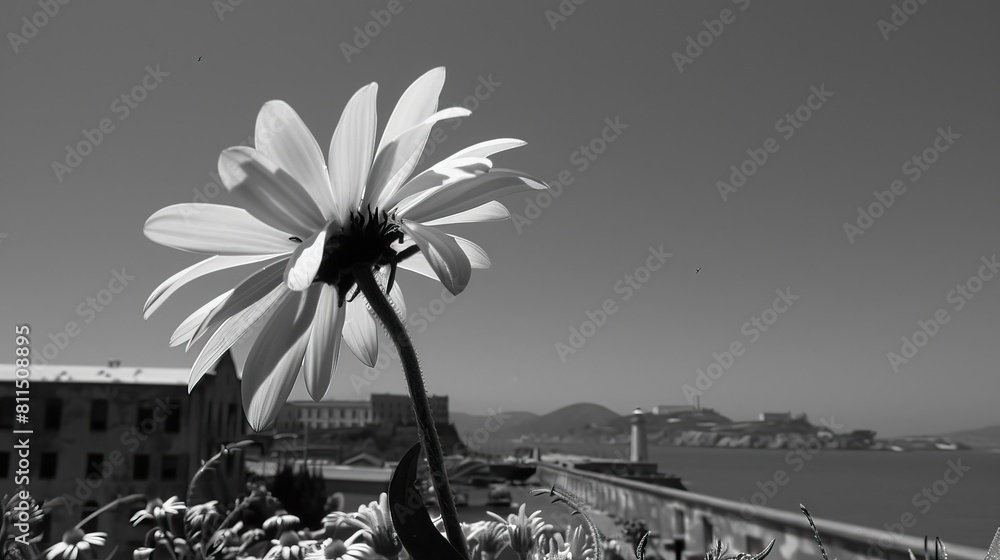 Alcatraz flower in black and white, Alcatraz en blanco y negro Stock ...