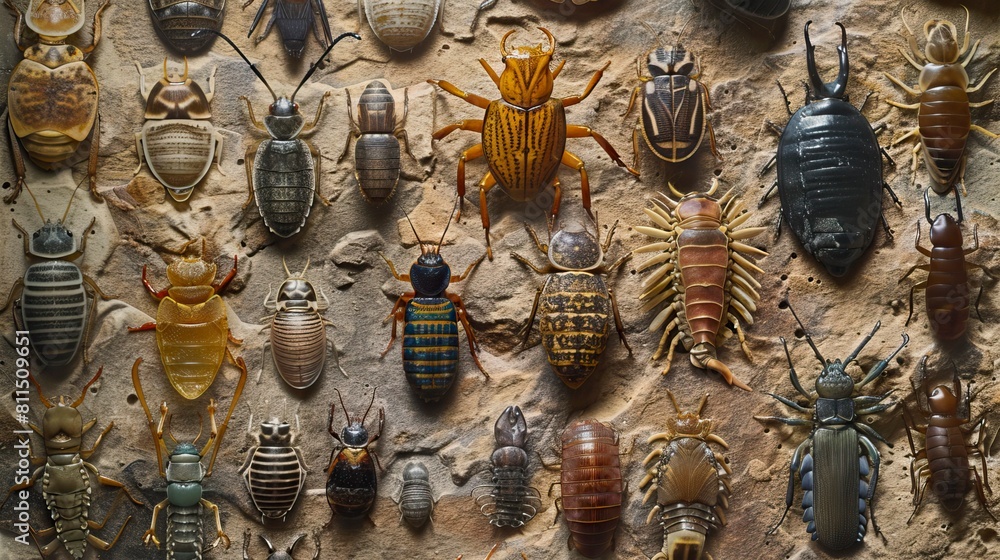 All types of insects, slugs and trilobites., Todo tipo de insectos ...