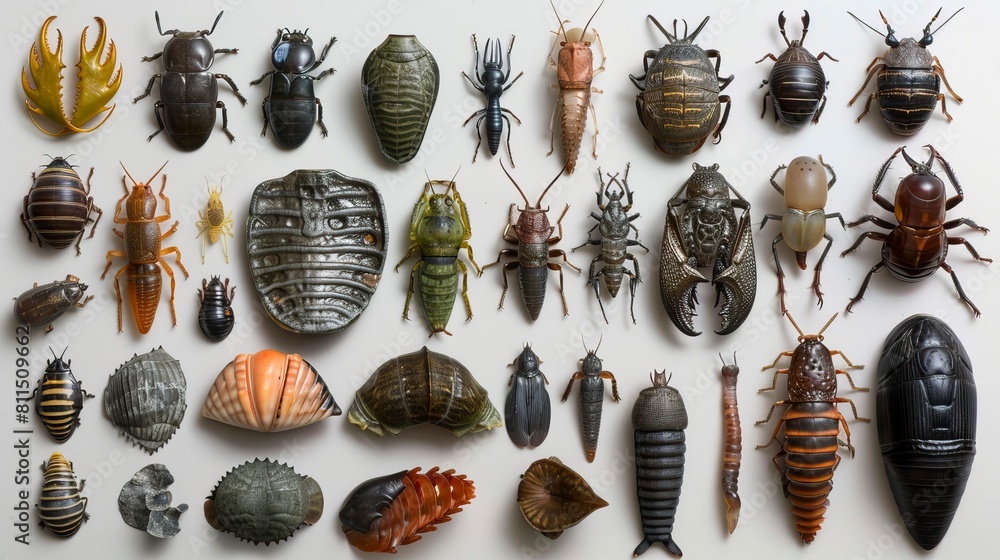 All types of insects, slugs and trilobites., Todo tipo de insectos ...