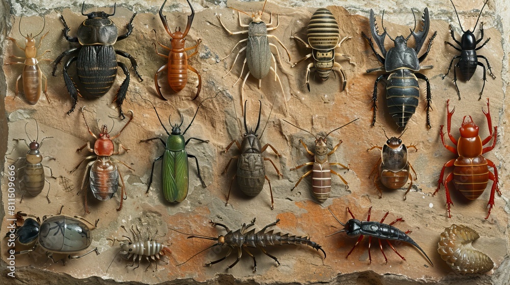 All types of insects, slugs and trilobites., Todo tipo de insectos ...