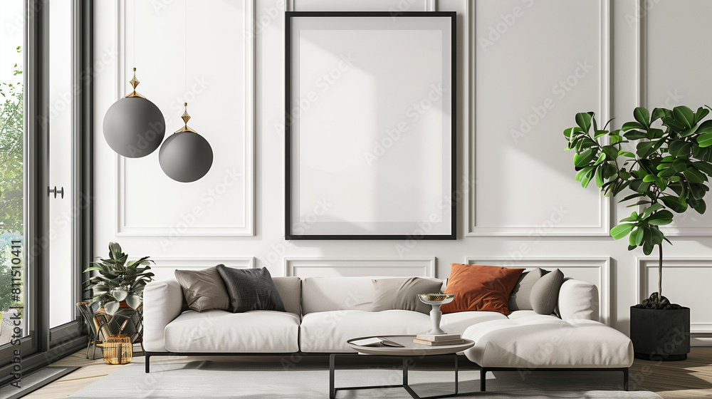 Foto de "Frame Template, A4 Paper Size. Living Room Poster Preview ...