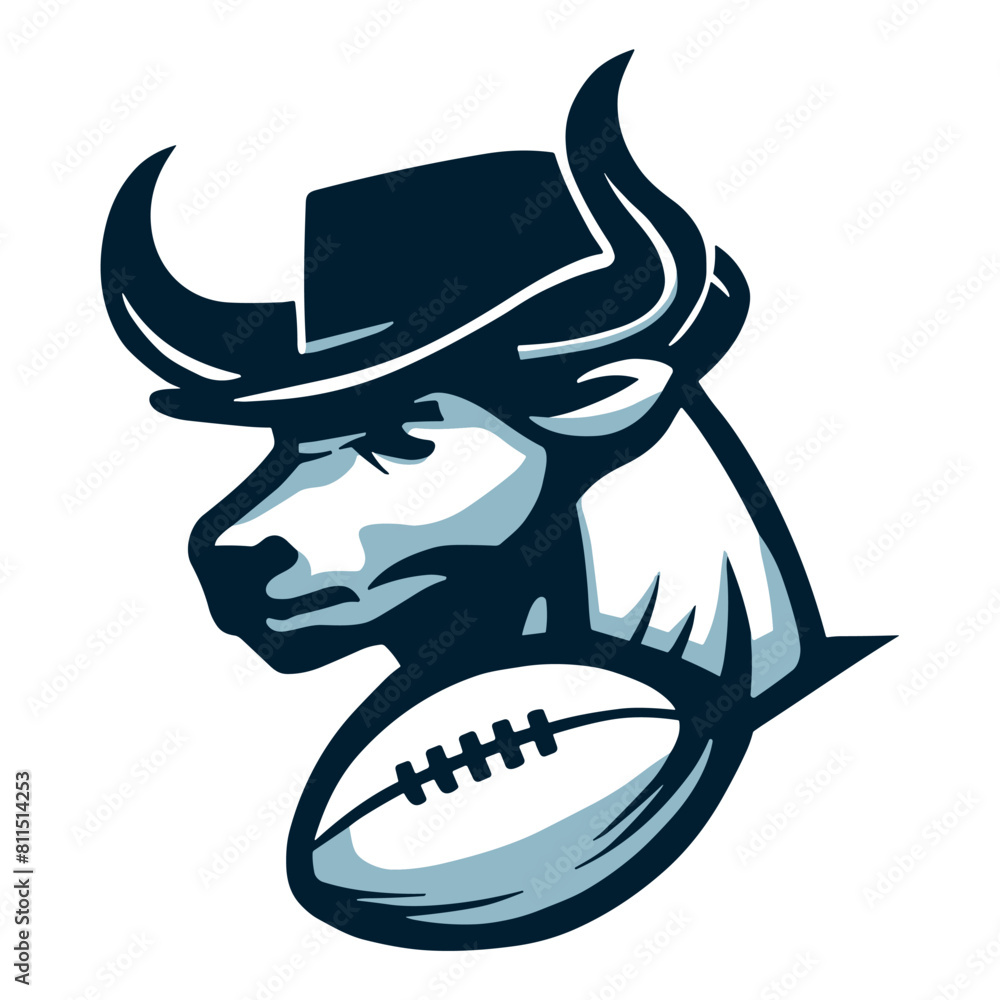 Bull Cowboy Rugby Player Esport Logo, Combining the Power of Bulls and ...