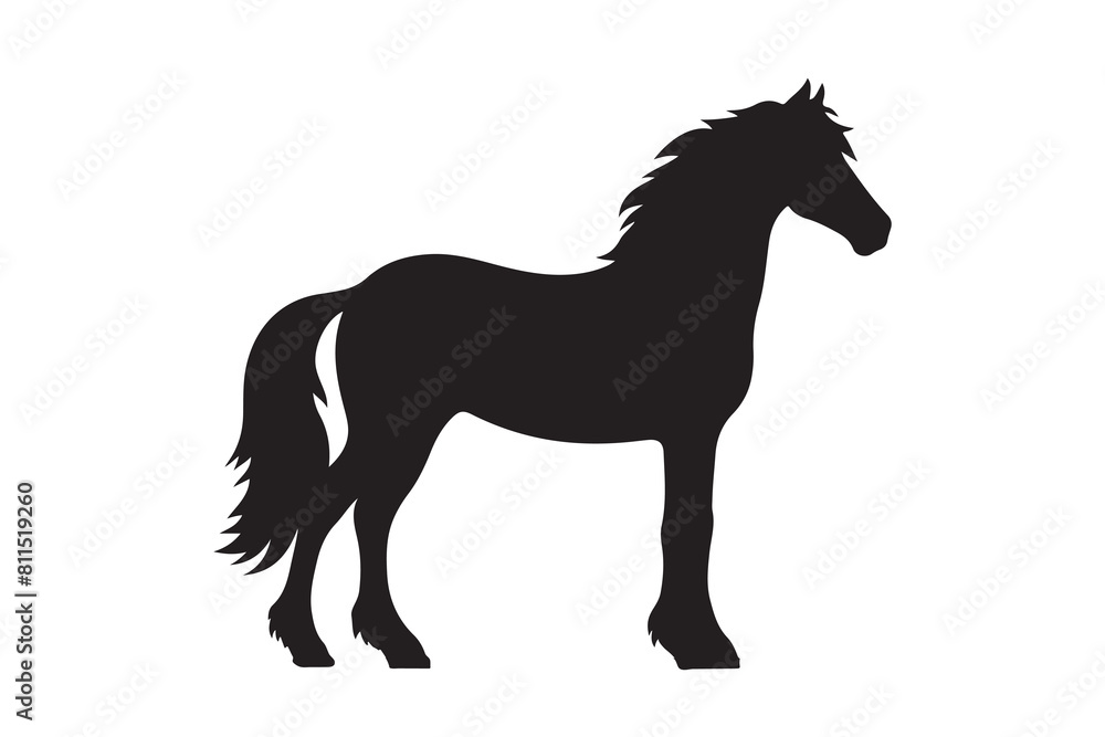 isolated black silhouette of a horse collection, Set of horse ...