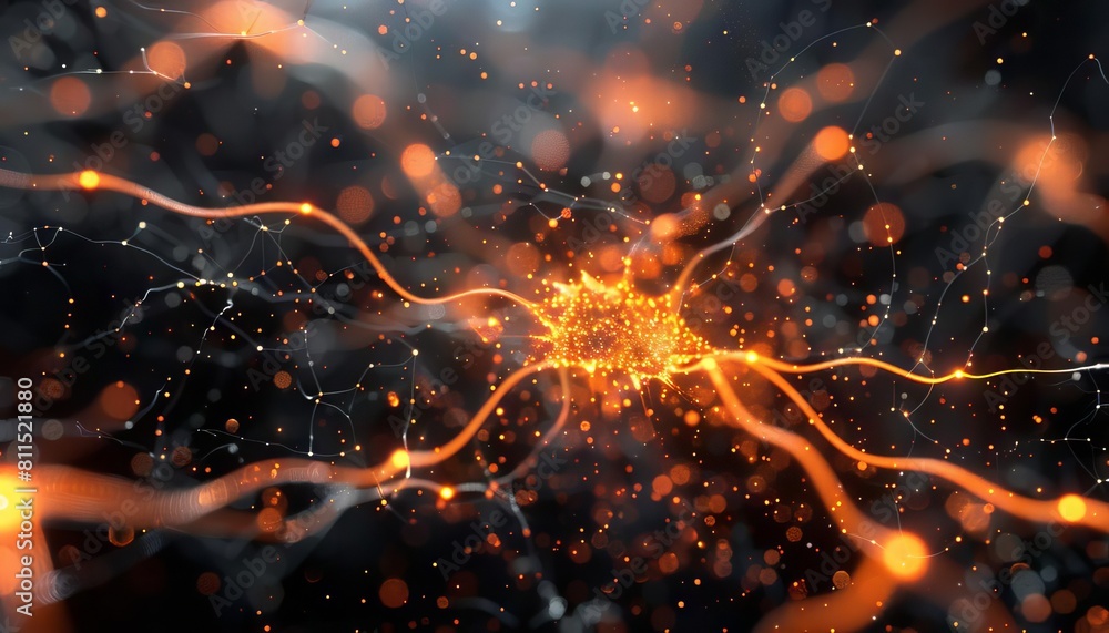 A machine learning algorithm visualized as a glowing neural network ... A machine learning algorithm visualized as a glowing neural network ...