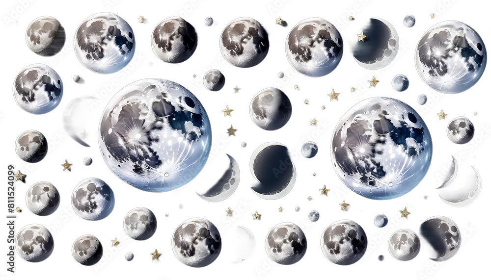 render moon realistic texture 3d view full crescent isolated three ...