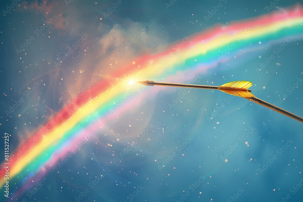 The arrow was shot and flew to plant a rainbow of light in the sky ...