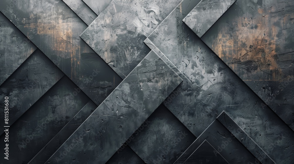Dark metal background with a geometric pattern of interlocking panels ...