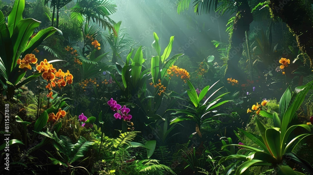 Neotropical rainforest habitat where Epidendrum radicans orchid thrives ...