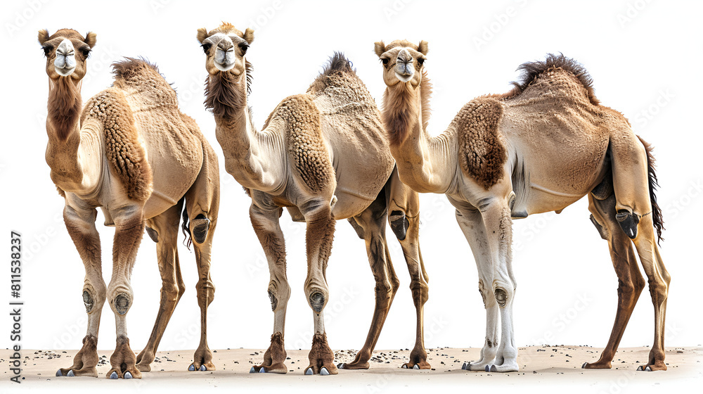 Collection of Three Dromedary Camels Portrait, Image of family group of ...