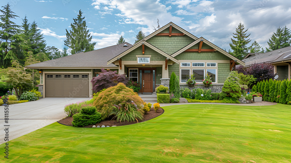 Exterior of estate style home on large landscaped lot with winding ...