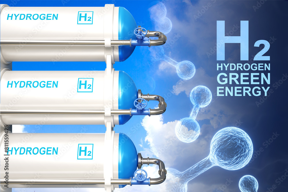Hydrogen energy plant concept. H2 cells near hydrogen energy plant ...