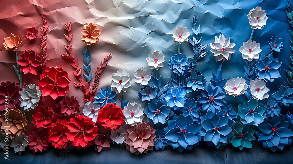 The US flag recreated as a detailed origami masterpiece, with each ...