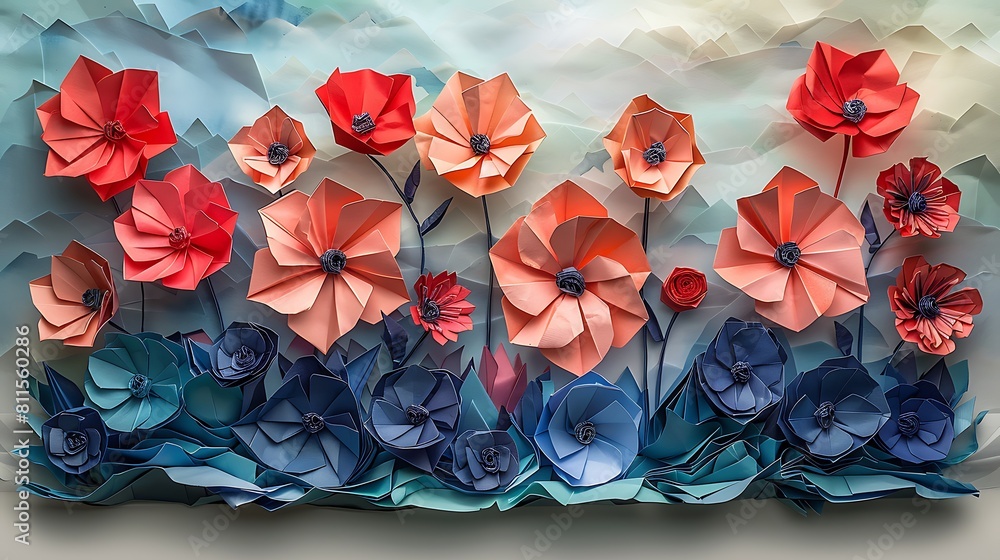 The US flag recreated as a detailed origami masterpiece, with each ...