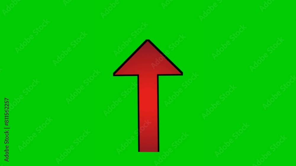 Up Arrow sign symbol animation on green screen, motion graphics red ...